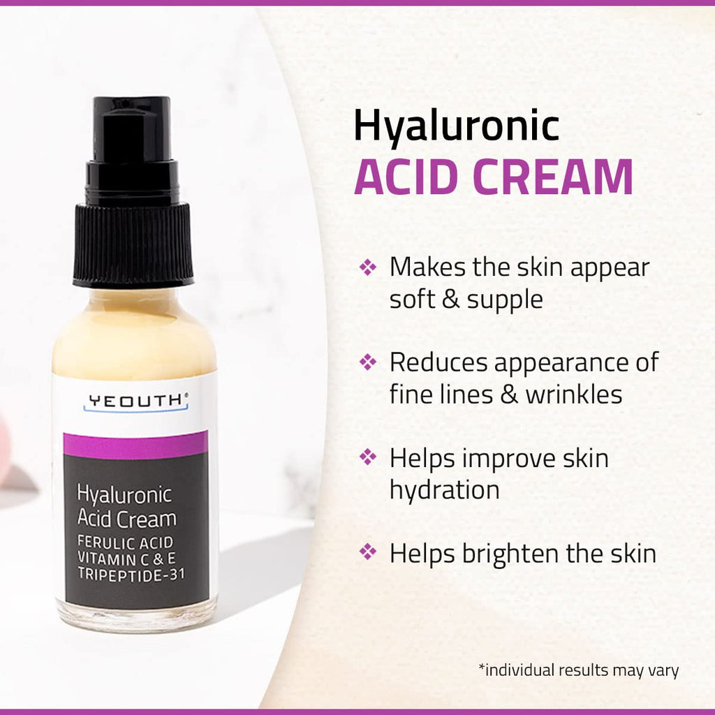 YEOUTH Hyaluronic Acid Cream with Vitamin C and E, Ferulic Acid and ...
